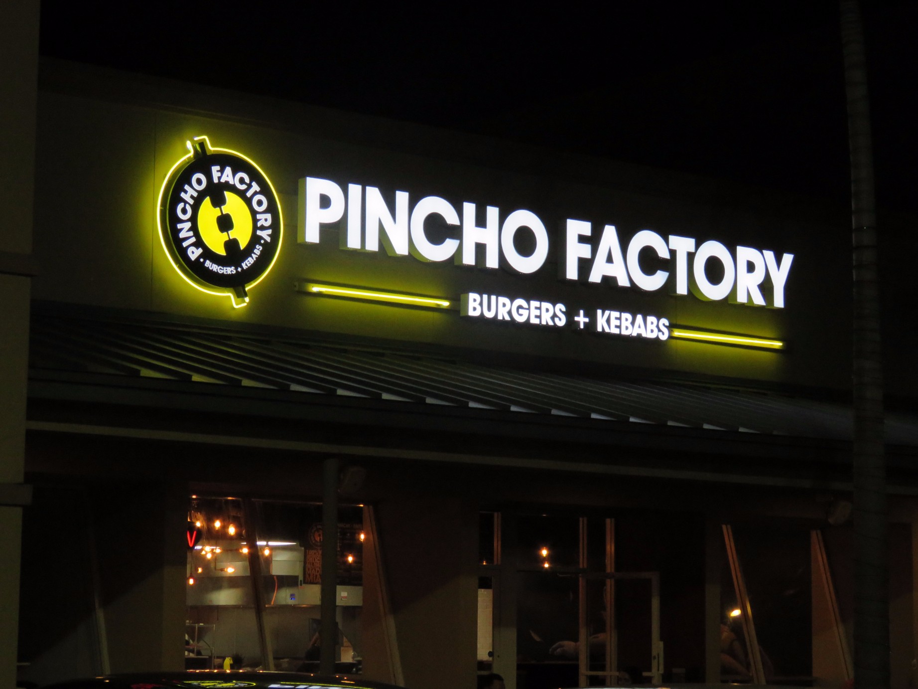 Pincho Factory - Burgers and Kebabs Night Time | Forever Signs INC